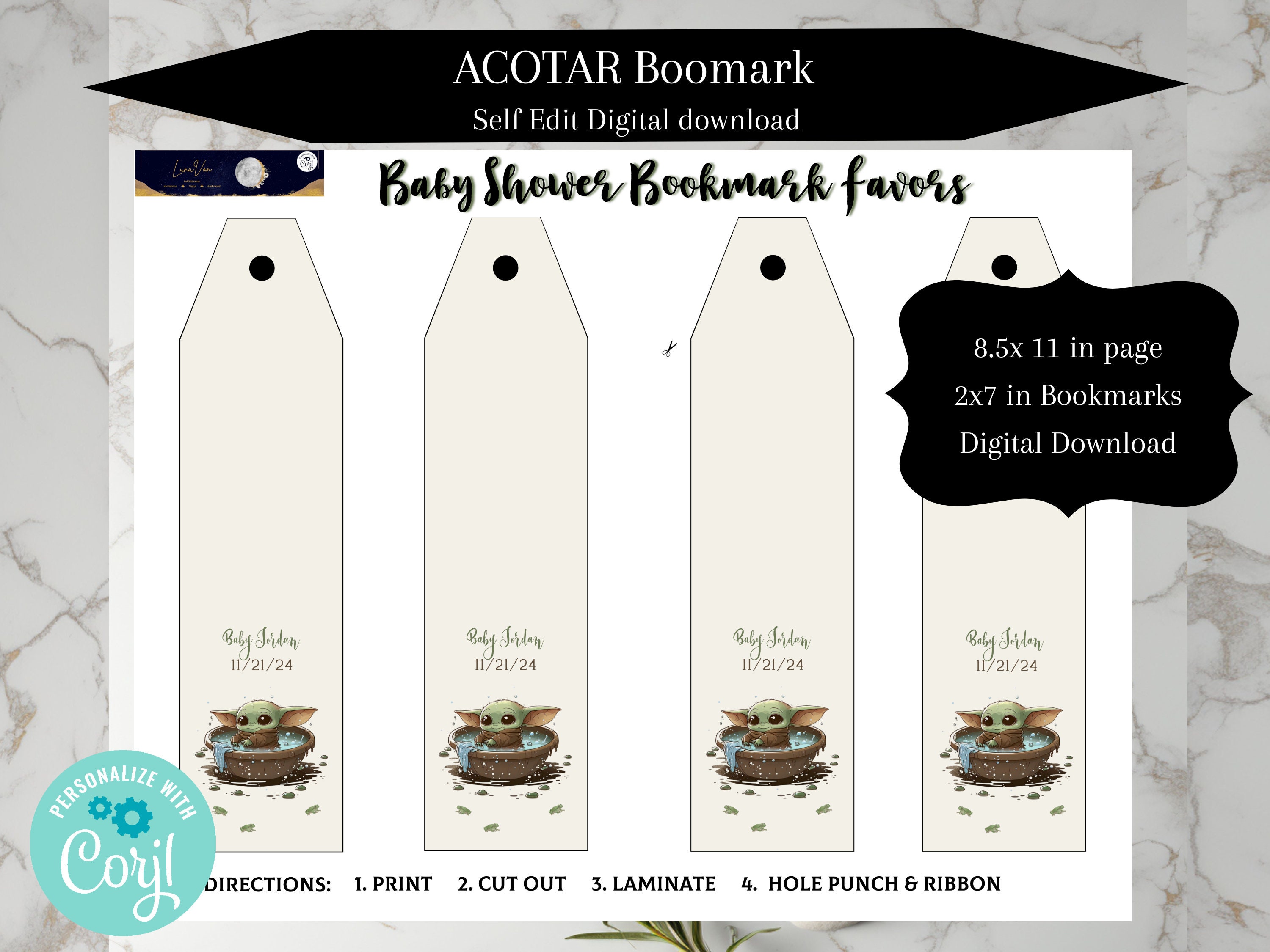 Baby Yoda Bookmark Favors Baby Yoda Inspired Bookmarks - Etsy