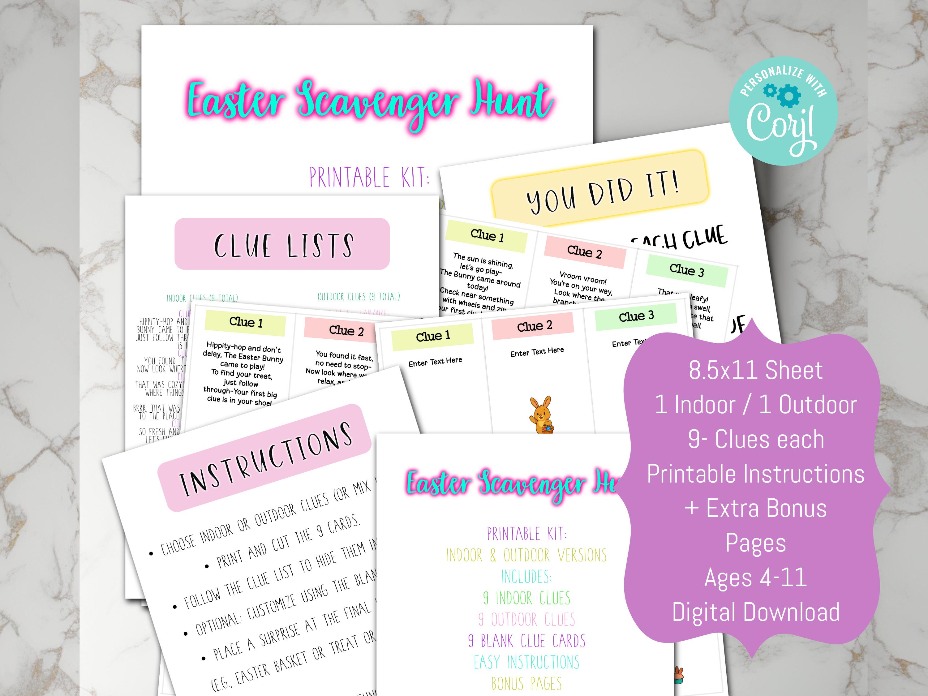 Spring Scavenger Hunt for Kids | Easter Printable Game | Indoor ...