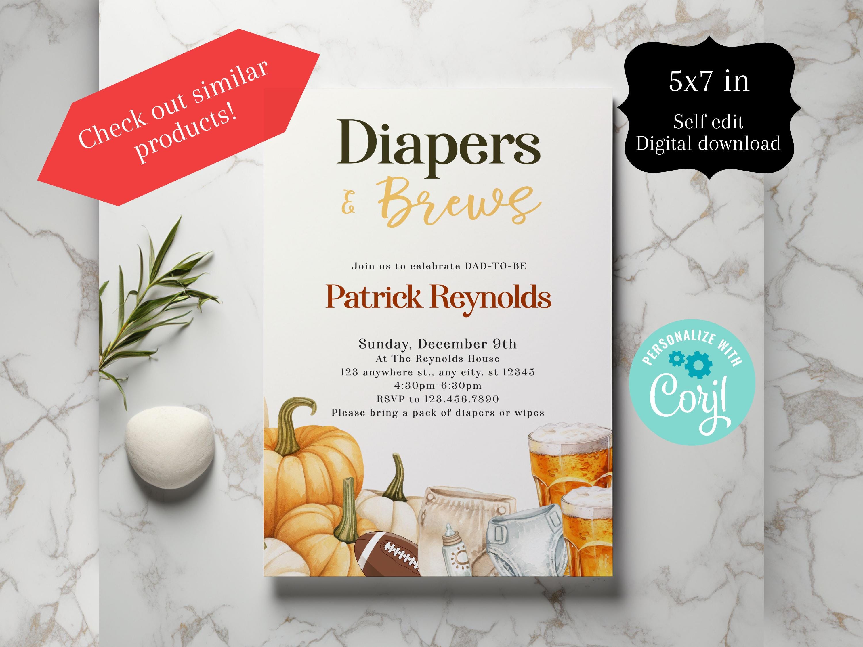Diapers and Brews Baby Shower, Diapers Brews Baby Shower Invitation ...