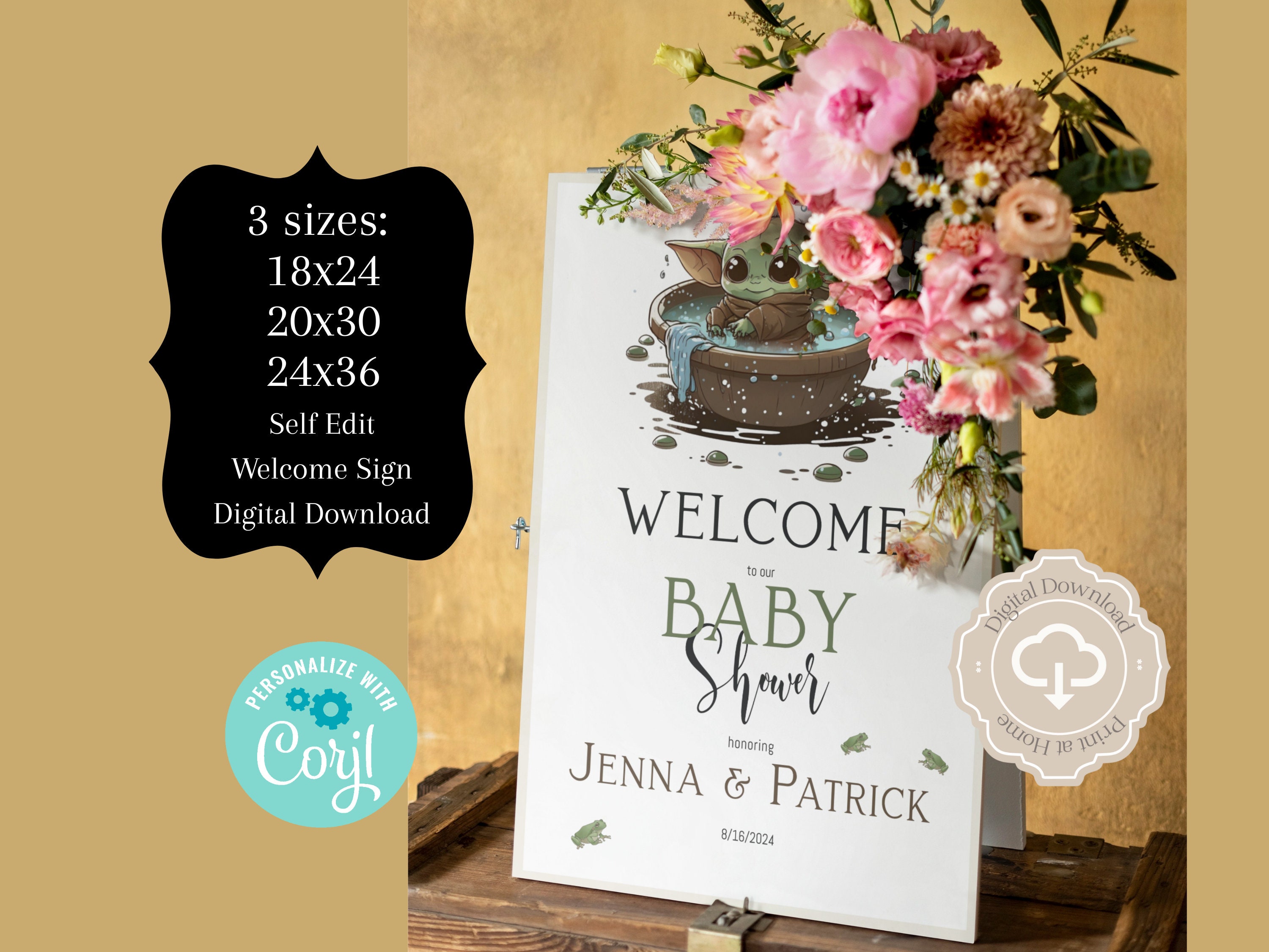 Star Wars Baby Shower Welcome Sign, Grogu Baby Shower Welcome Sign ...