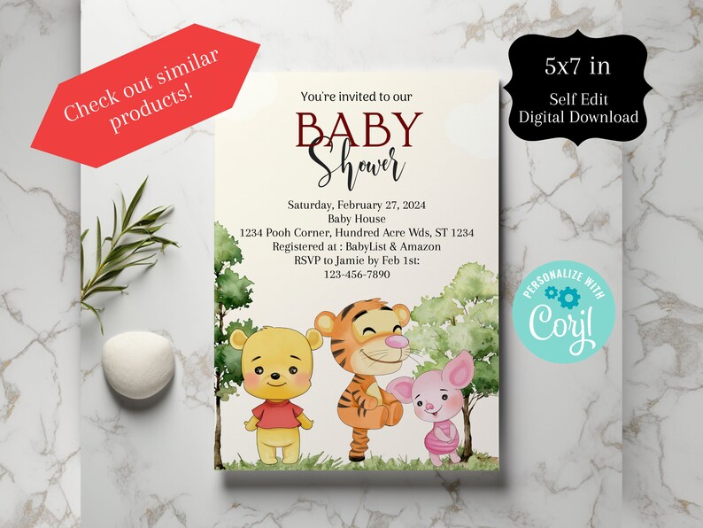 Tigger Baby Shower, Tigger Baby Shower Invitation, Tigger Invite ...