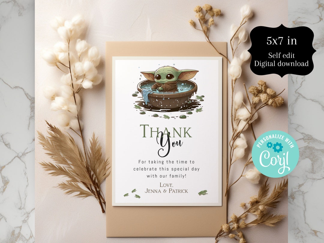 Star Wars Baby Thank You Card, Grogu Baby Shower Thank You Card , Do It ...