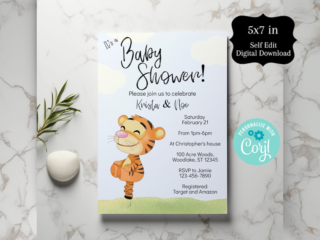 Tigger Baby Shower, Tigger Baby Shower Invitation, Tigger Invite ...