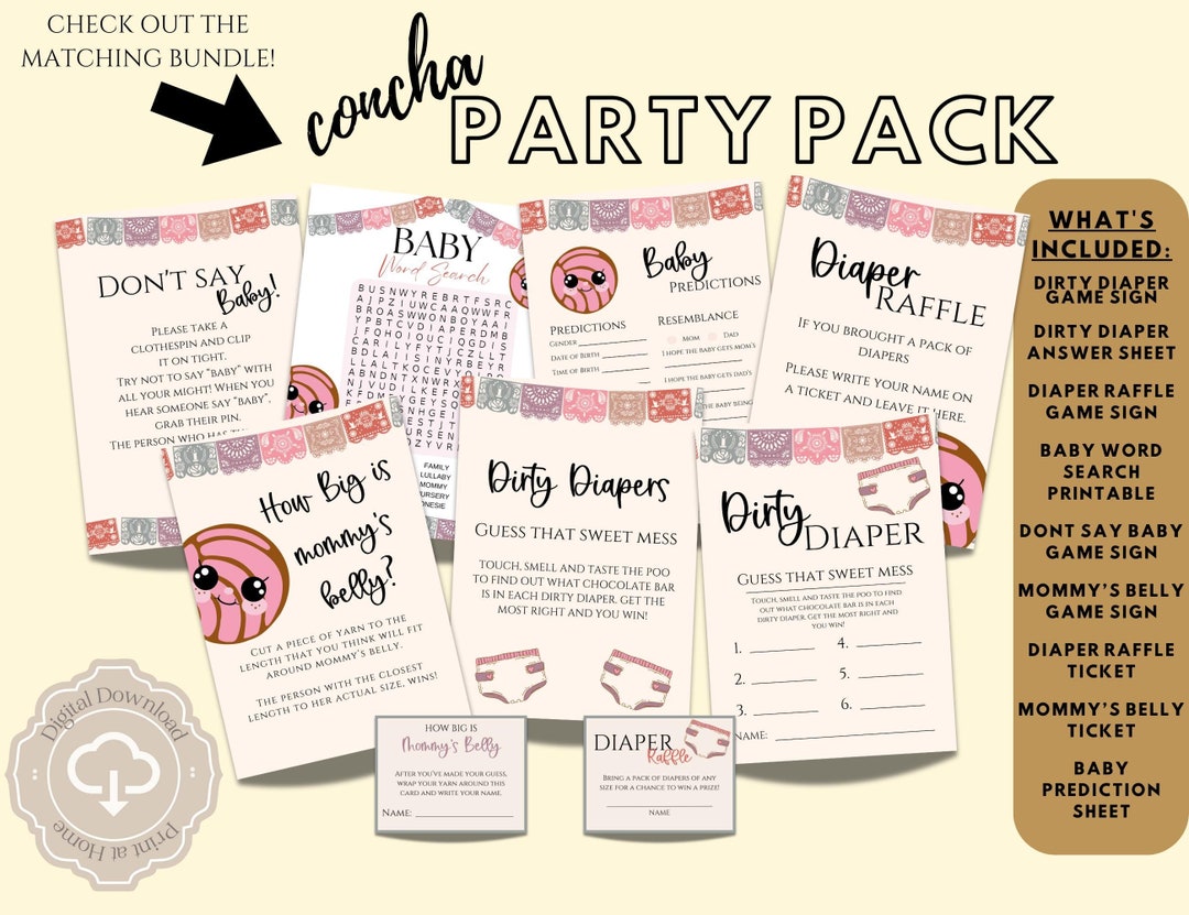Concha Pink & Brown Party Pack DIY, Digital Printouts, DIY Neutral ...