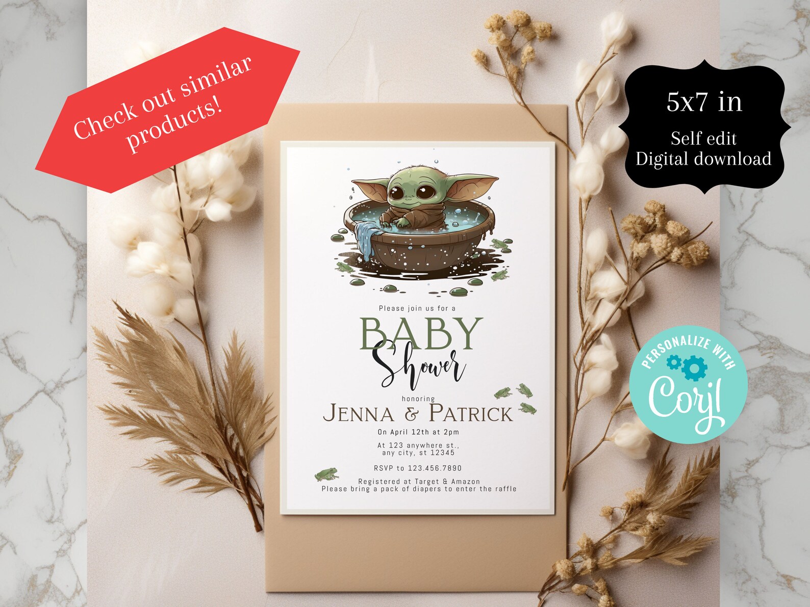 Star Wars Baby Shower Welcome Sign, Grogu Baby Shower Welcome Sign ...