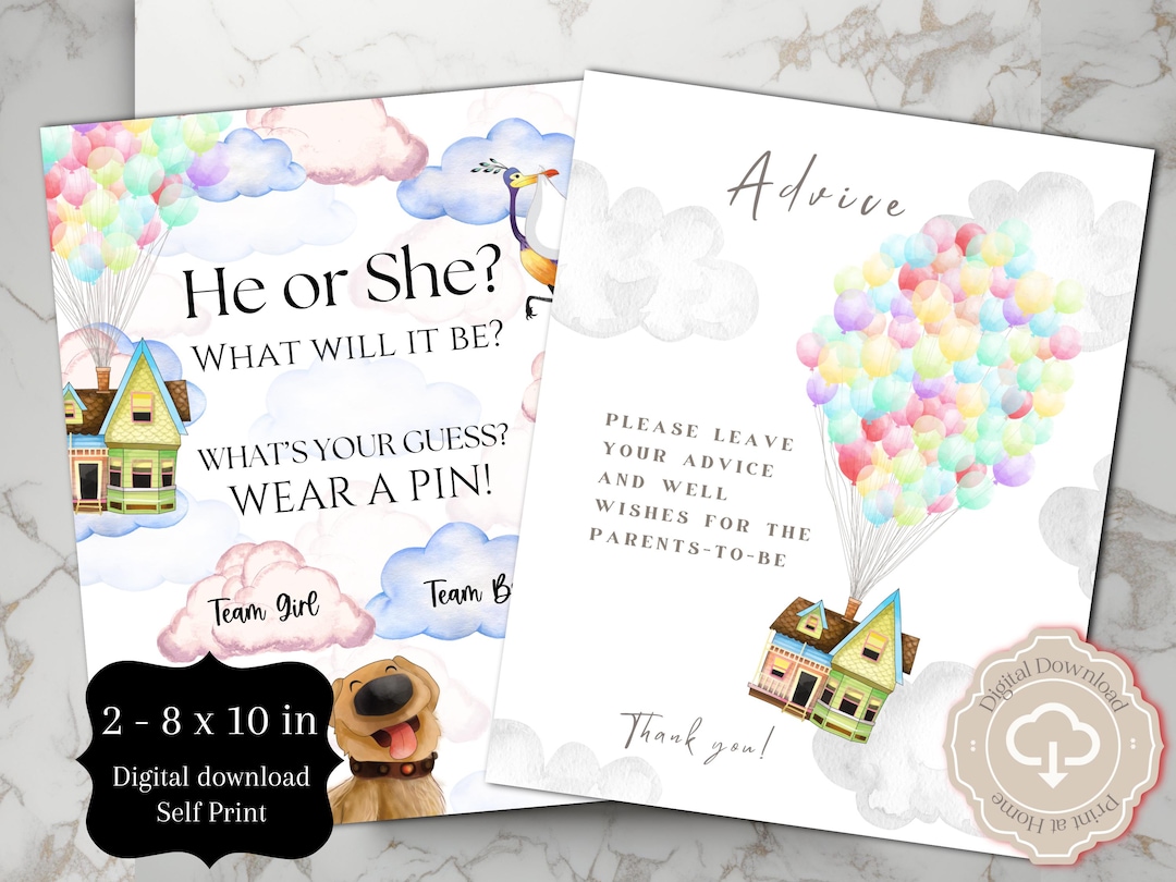 UP Reveal Printable Game Signs, Digital Printouts, DIY UP Baby Reveal ...
