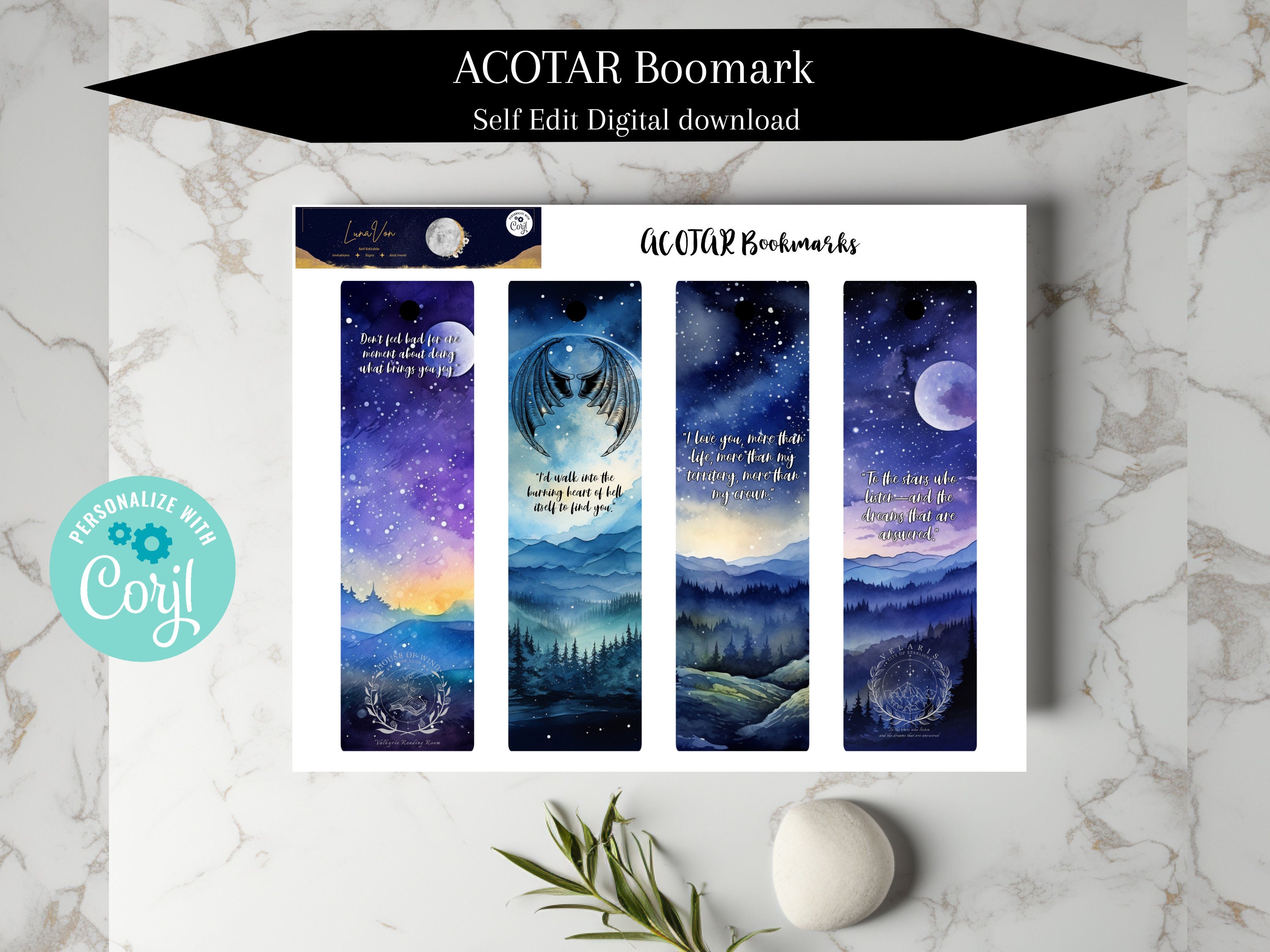 ACOTAR Bookmarks, Sarah J. Maas Inspired Bookmarks, Digital Download ...