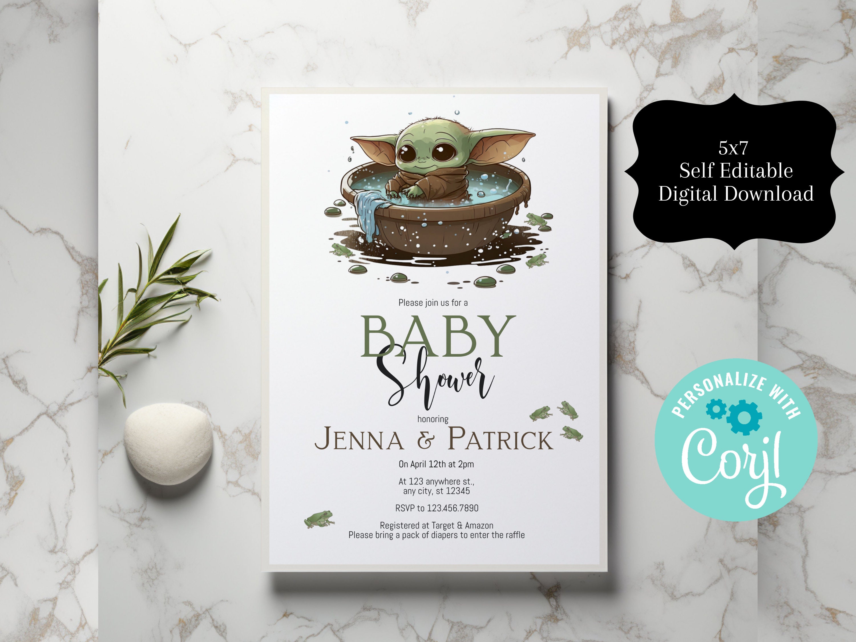 Star Wars Baby Shower, Grogu Baby Shower Invitation, Baby Yoda Invite ...