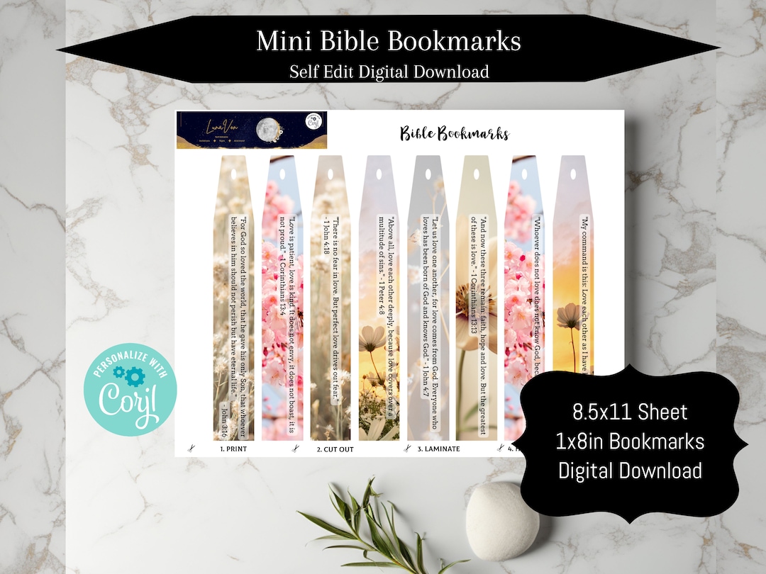 8 Mini Bible Bookmarks, Bookmark Verse, Digital Download, Book Gifts ...