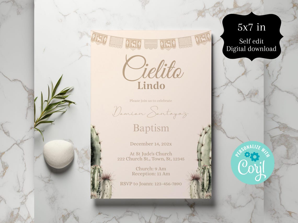 Cielito Lindo Baptism Invitation, Cielito Lindo Event Invite, DIY 5x7 ...