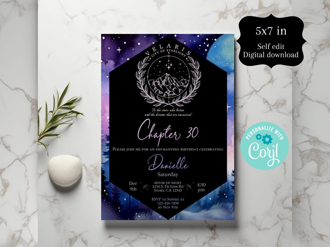 ACOTAR Chapter Thirty Birthday, Book Invitation, ACOTAR Birthday Invite ...
