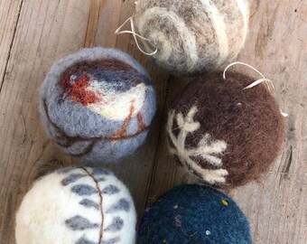 Spring, Summer Felt Ornament Set of 4, Handmade Hanging Decor, Shiny ...