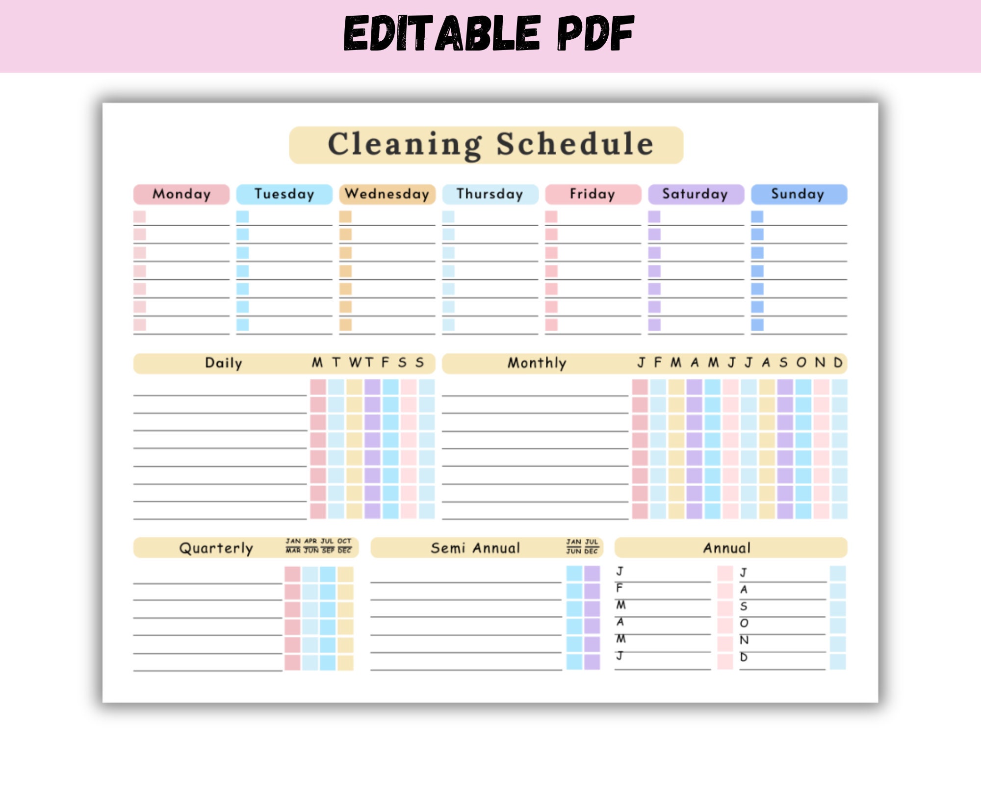 Editable Cleaning Schedule Template, Cleaning Checklist, Cleaning ...