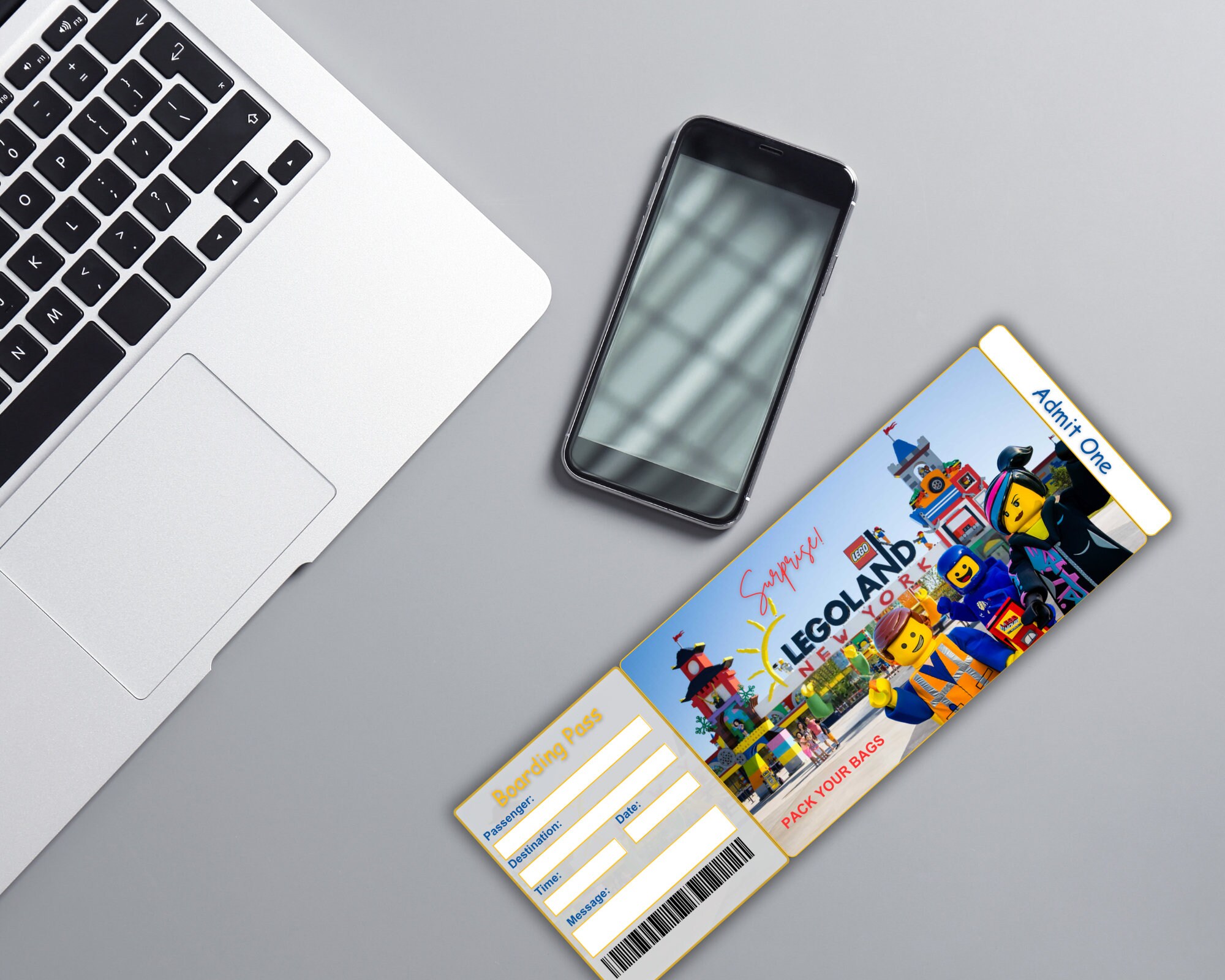Editable Legoland Theme Park Boarding Pass Ticket, Vacation Trip Ticket ...