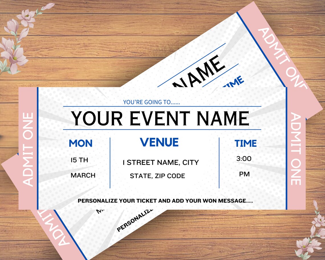 Editable Event Ticket Template Editable Concert Ticket - Etsy
