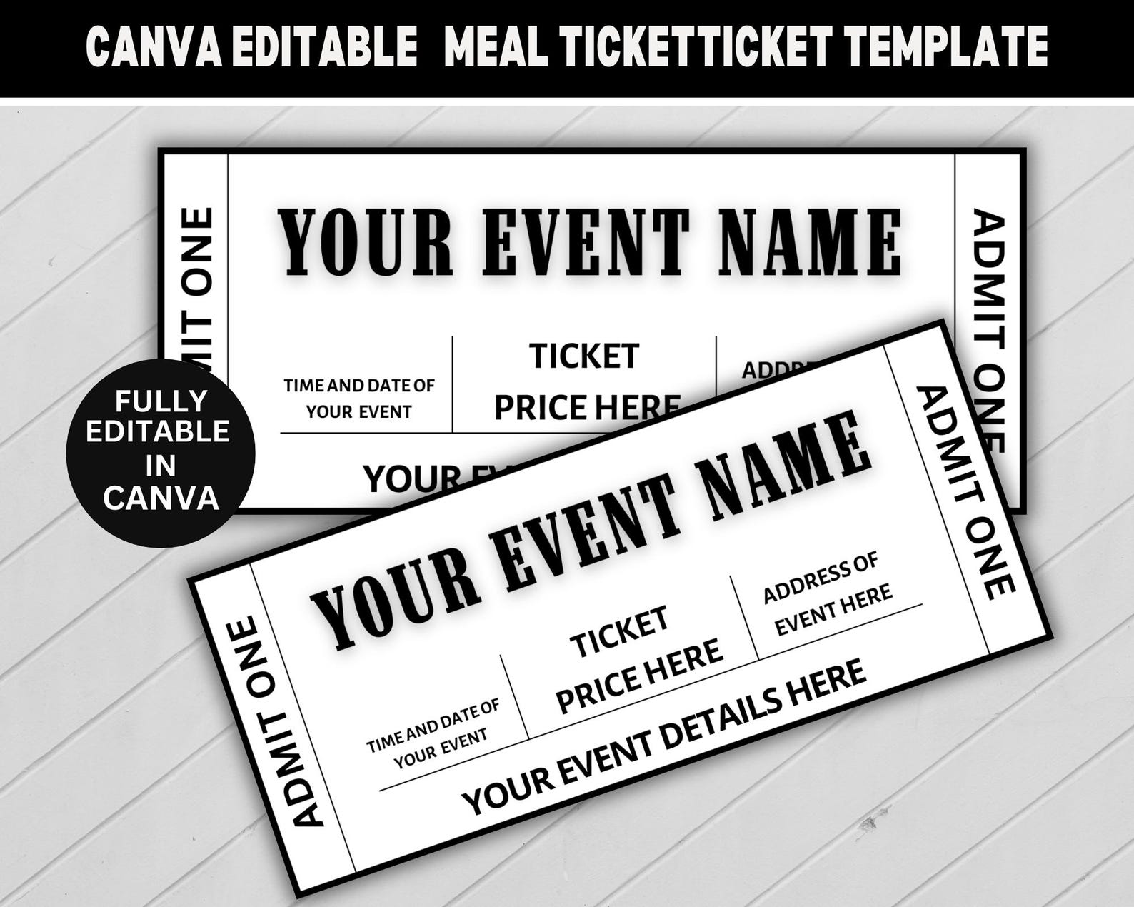 Editable Food Event Ticket Template: Printable Meal Ticket (instant ...