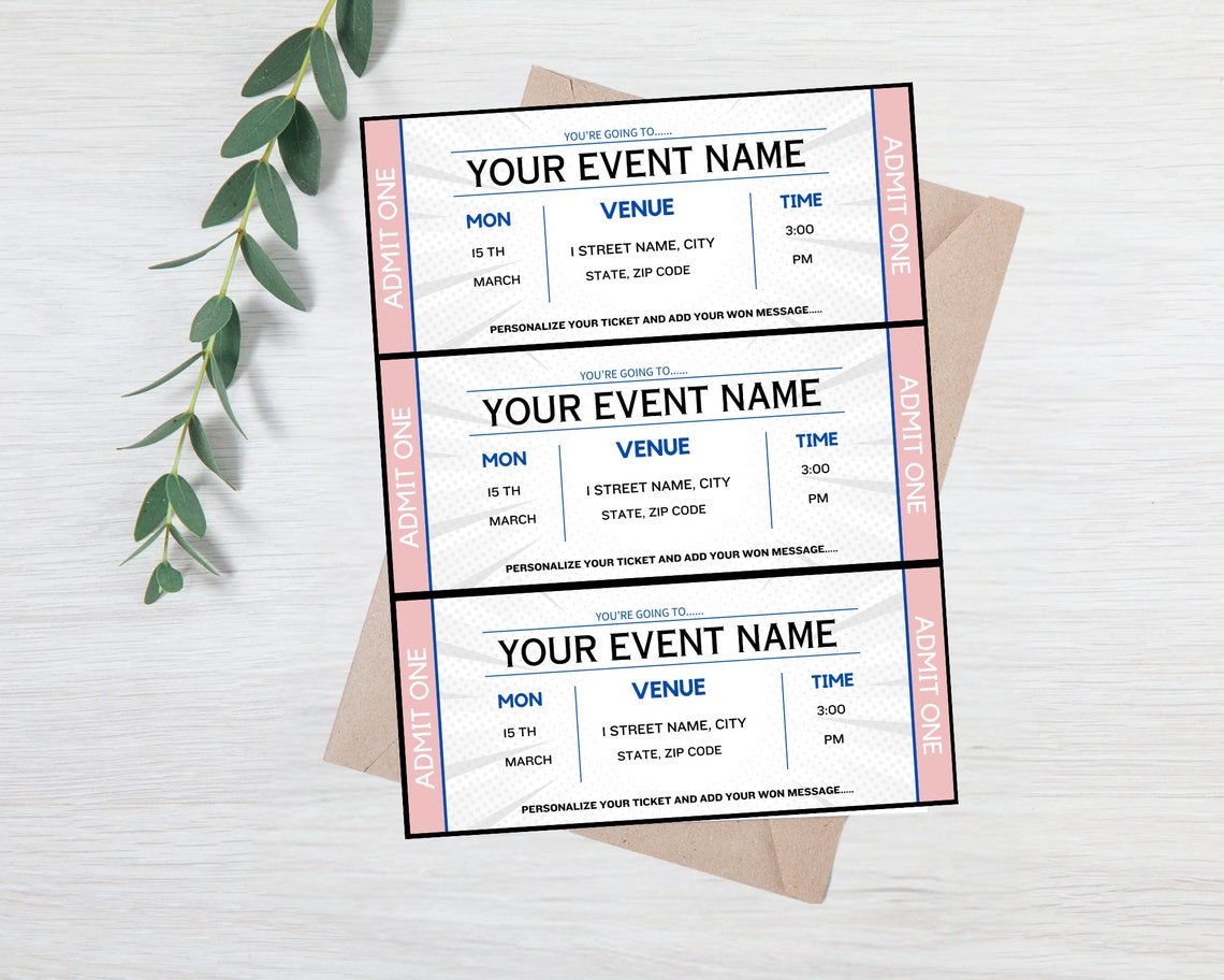 Editable Event Ticket Template Editable Concert Ticket - Etsy