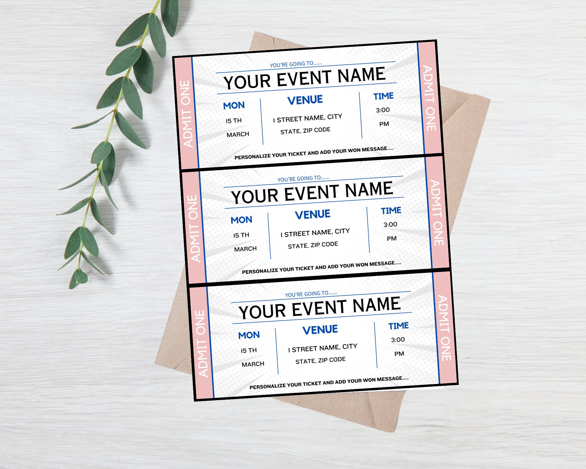 Editable Event Ticket Template Editable Concert Ticket - Etsy
