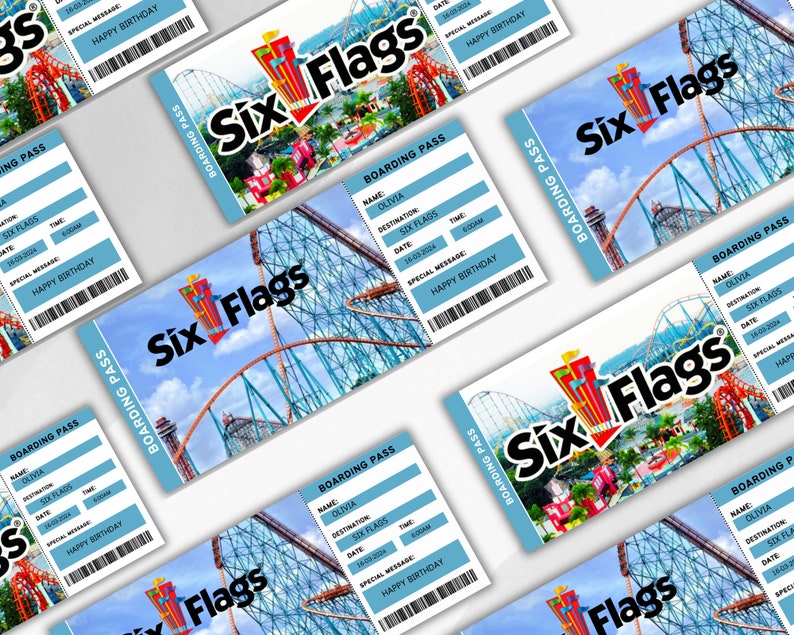 Printable Six Flags Surprise Ticket: Editable Boarding Pass (PDF) - Etsy