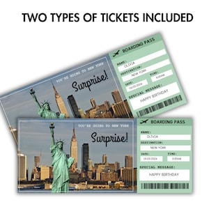 Printable Boarding Pass New York Surprise Trip Ticket, Boarding Pass ...
