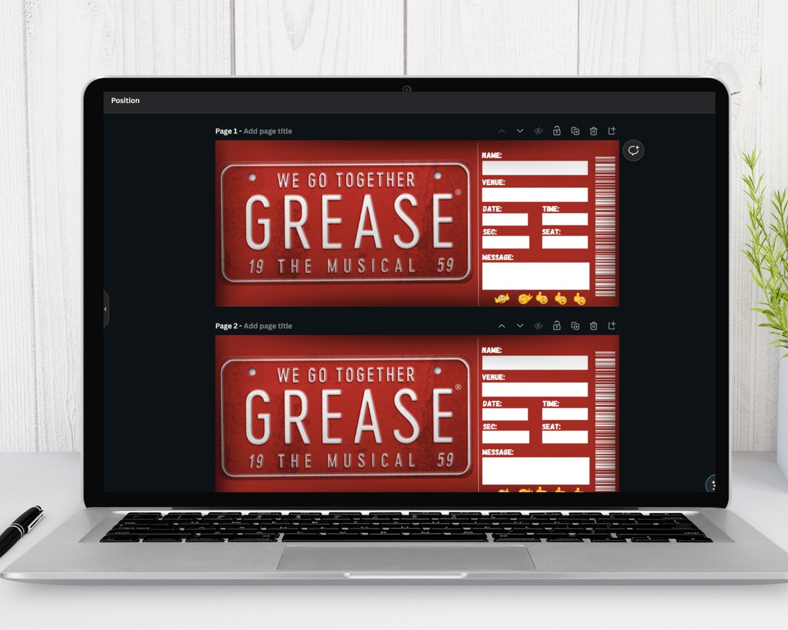Editable Grease Broadway Surprise Ticket: Printable Musical Theatre ...