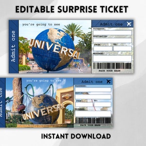 Printable Surprise Universal Trip Ticket: Editable Boarding Pass ...