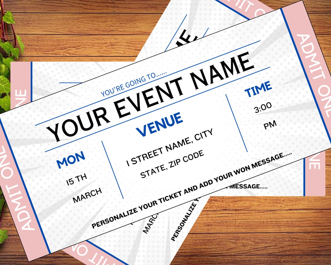 Editable Event Ticket Template Editable Concert Ticket - Etsy