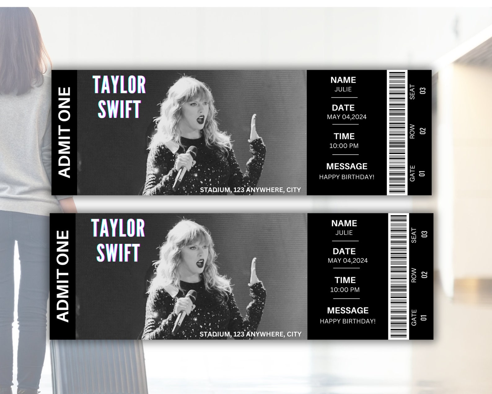 Editable Concert Ticket Template, Printable Event Ticket, Custom ...