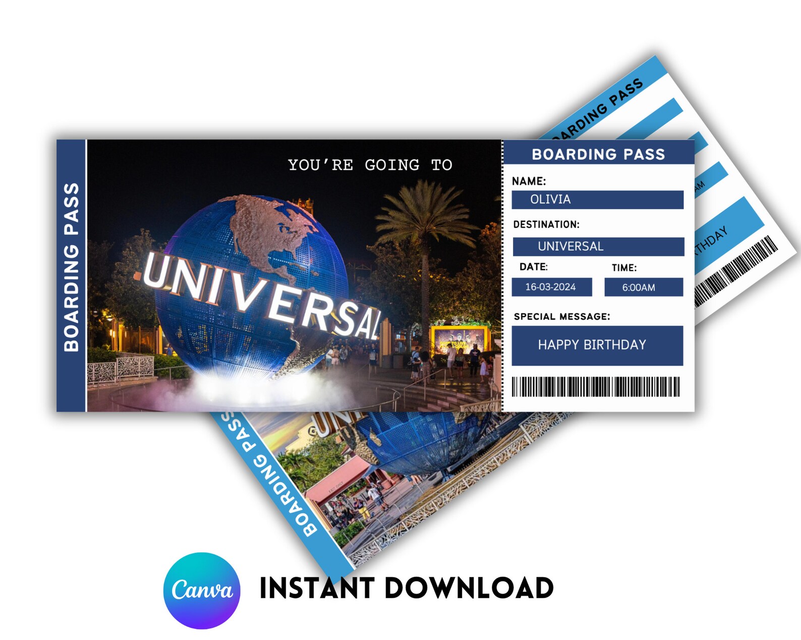Printable Universal Trip Ticket: Editable Boarding Pass (instant ...