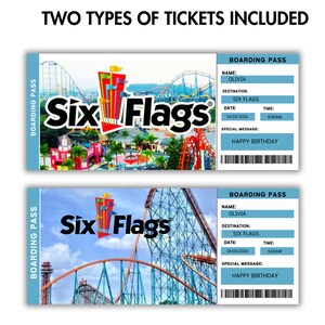 Printable Six Flags Surprise Ticket: Editable Boarding Pass (PDF) - Etsy