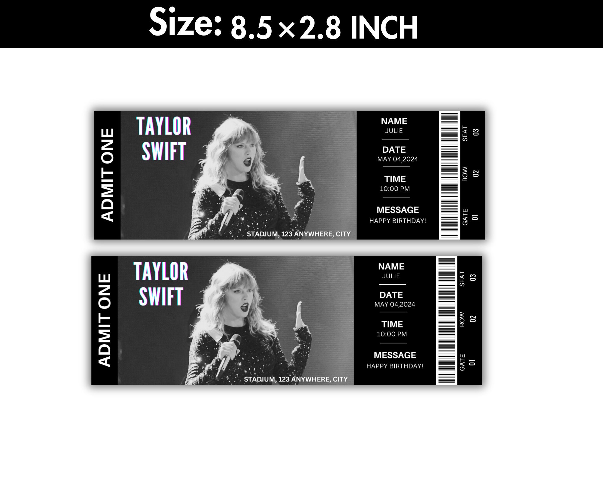 Editable Concert Ticket Template, Printable Event Ticket, Custom ...