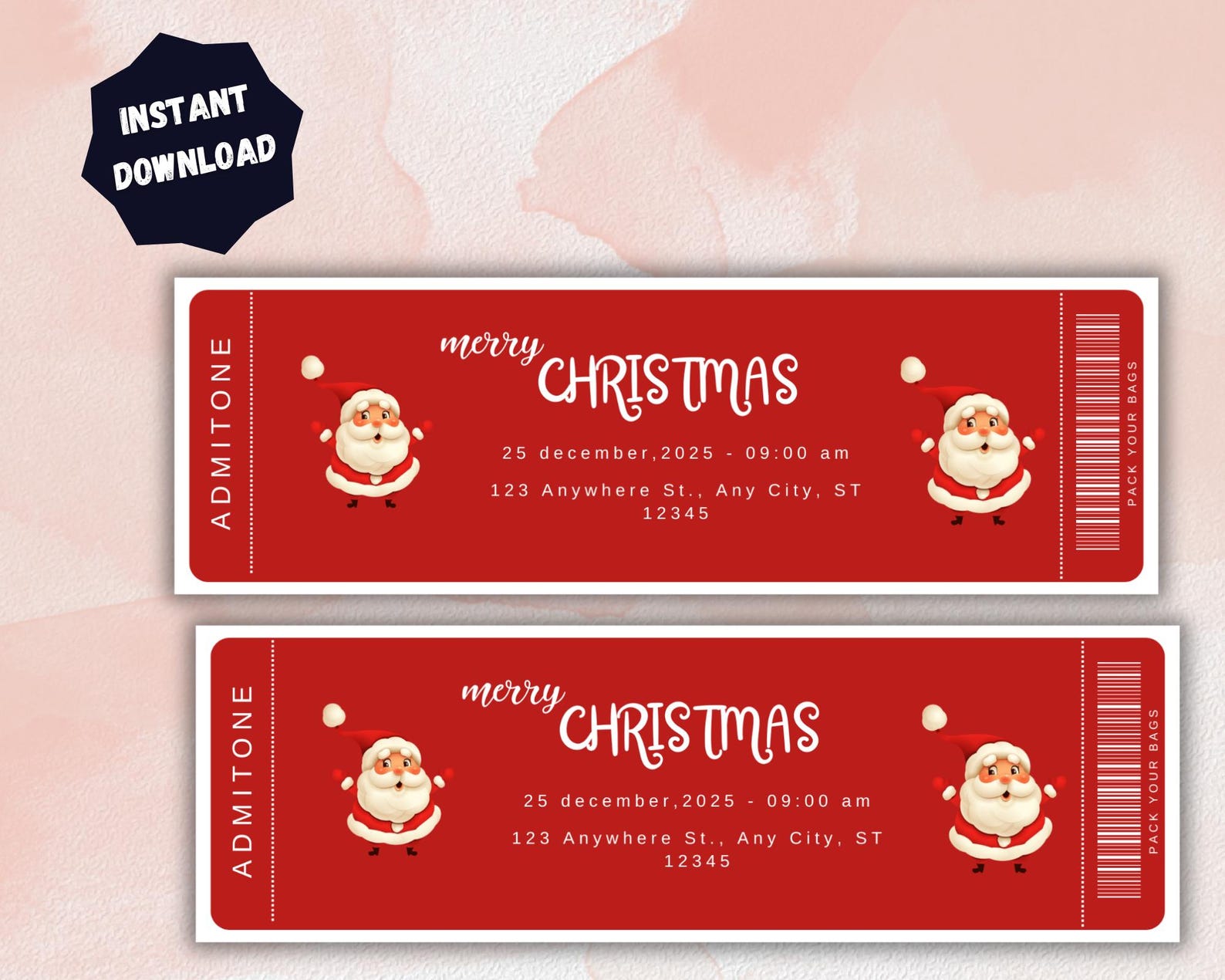 Printable Christmas Ticket Template: Surprise Gift Reveal (canva ...