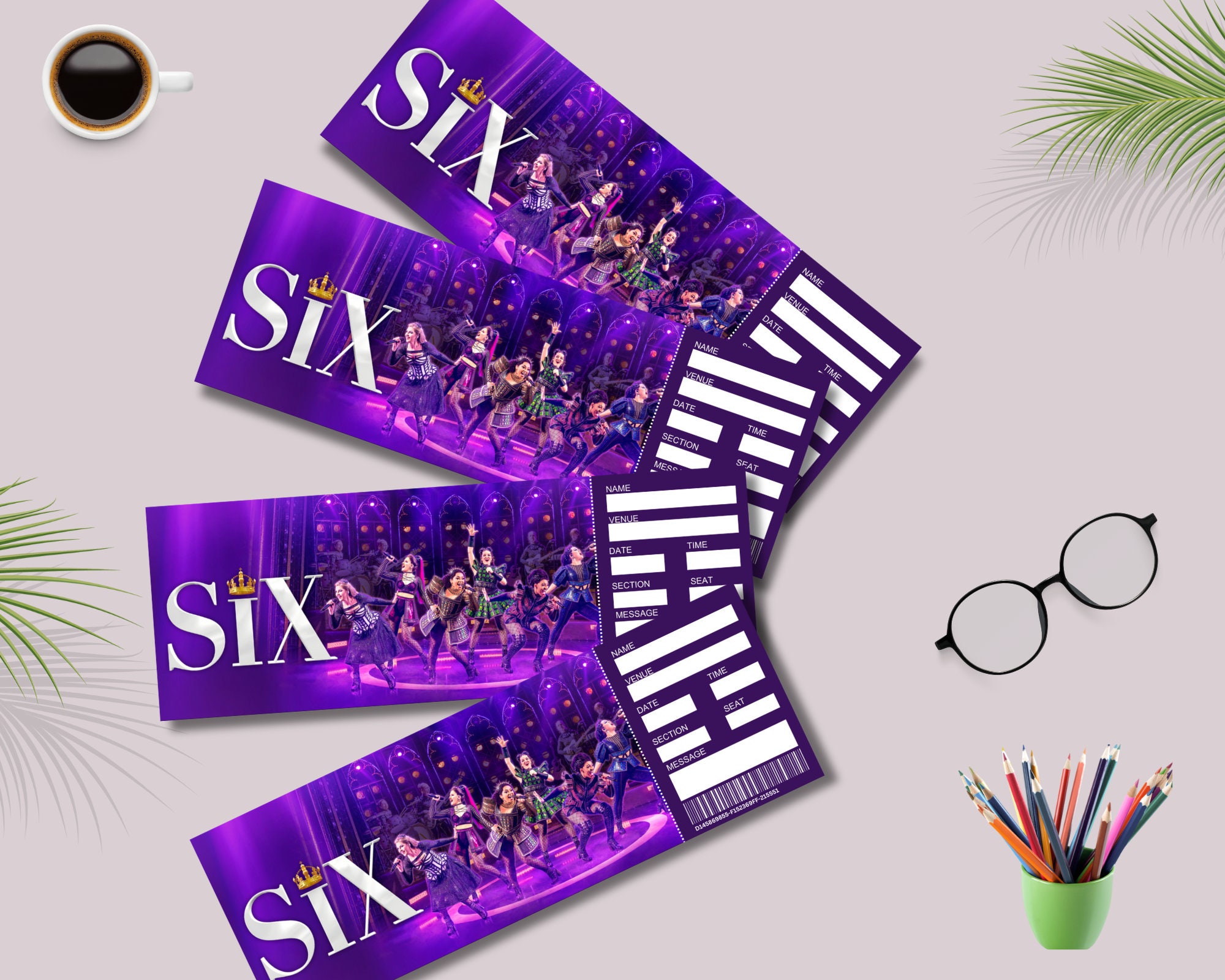 Editable Six Musical Broadway Surprise Ticket Template, Printable Six ...