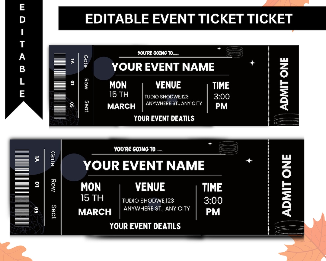 Editable Event Ticket, Editable Concert Ticket, Surprise Ticket ...