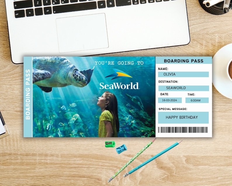 Editable Seaworld Trip Ticket Template: Printable Surprise Gift ...