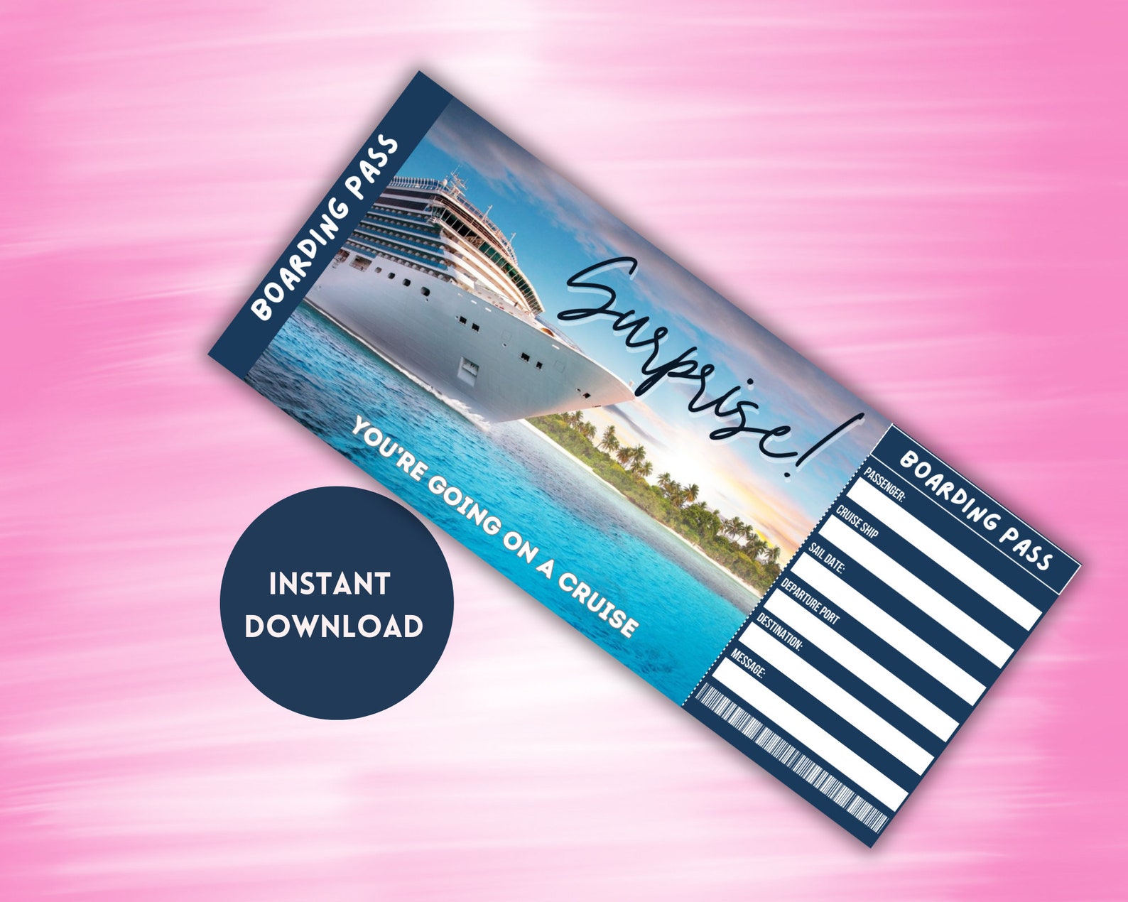 Printable Cruise Ticket Template, Cruise Surprise Ticket, Gift Ticket ...