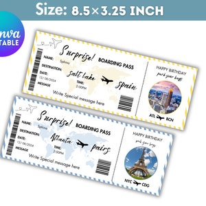 Editable Boarding Pass Template: Personalized Airline Ticket (digital ...
