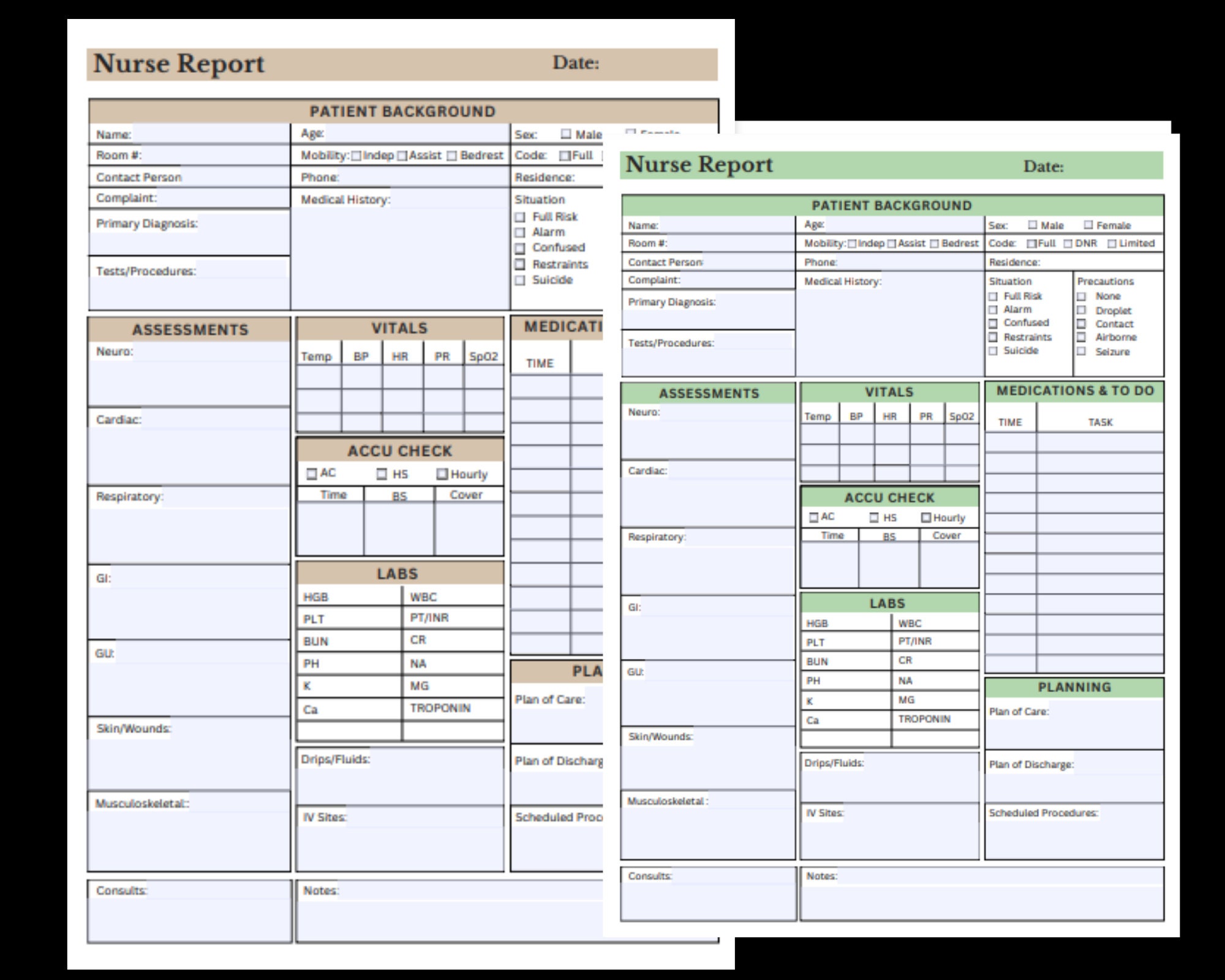 Editable Nursing Report Sheet, Nurse Brain Sheet, Printable Nurse ...