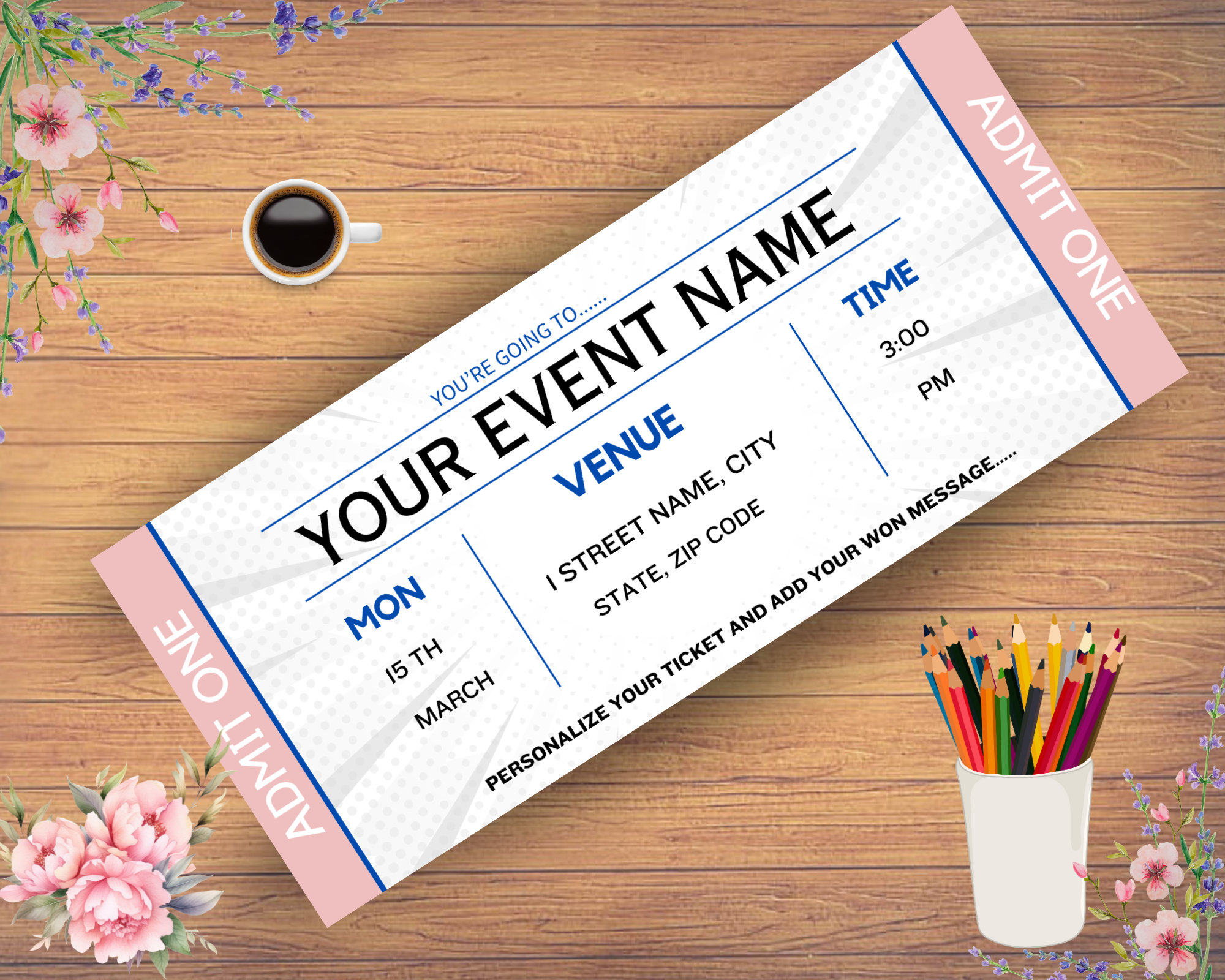 Editable Event Ticket Template Editable Concert Ticket - Etsy