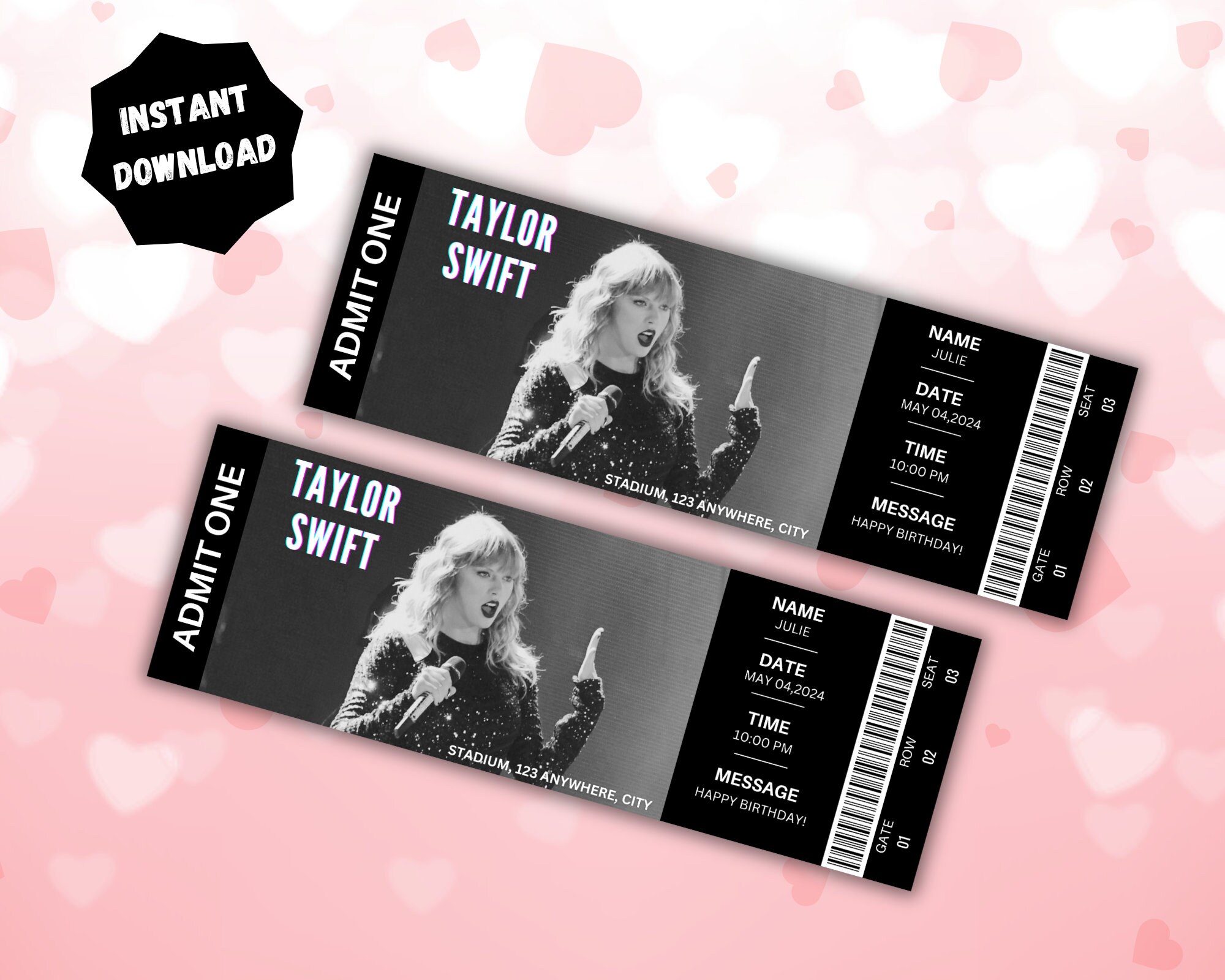 Editable Concert Ticket Template, Printable Event Ticket, Custom ...