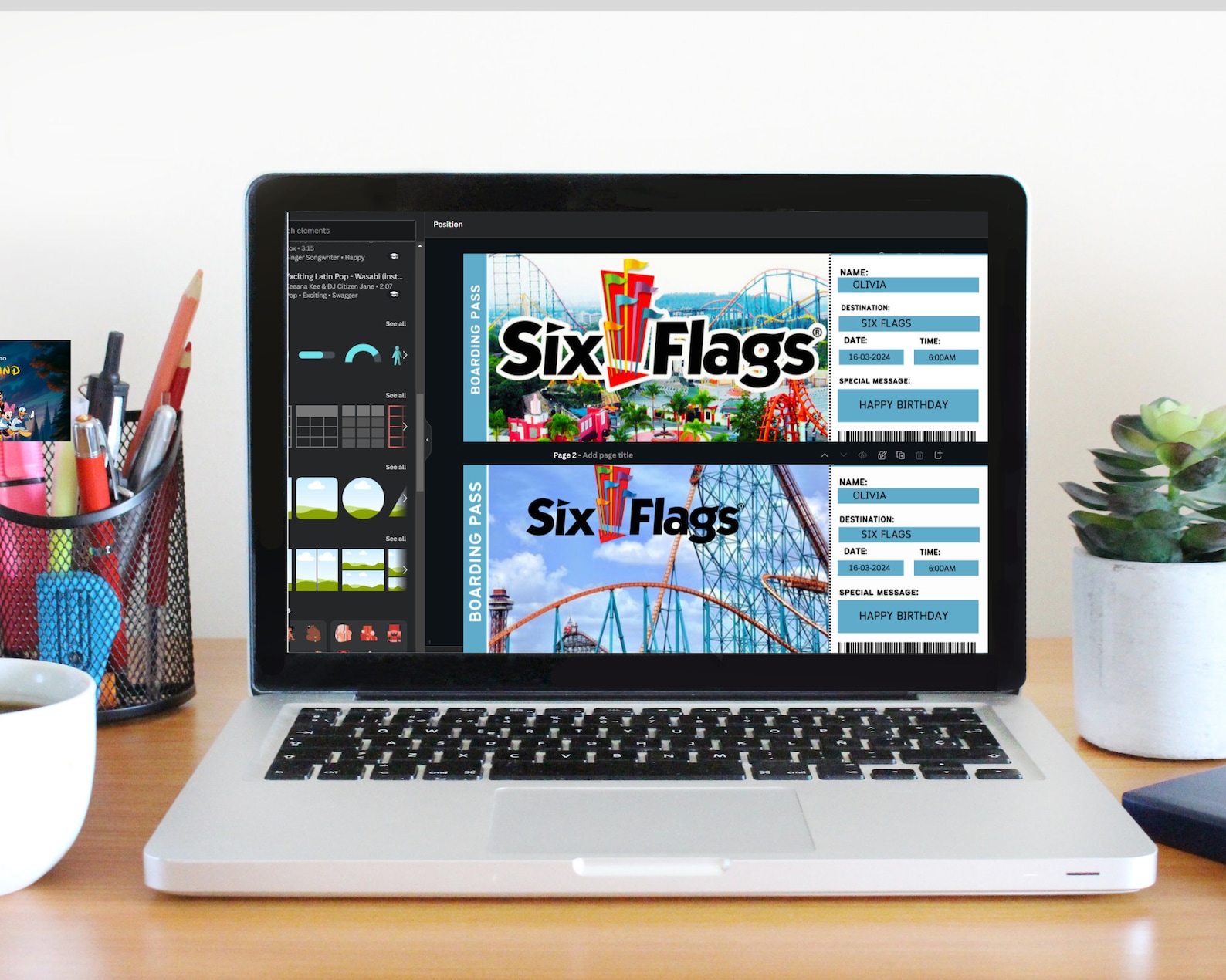Printable Six Flags Surprise Ticket: Editable Boarding Pass (PDF) - Etsy
