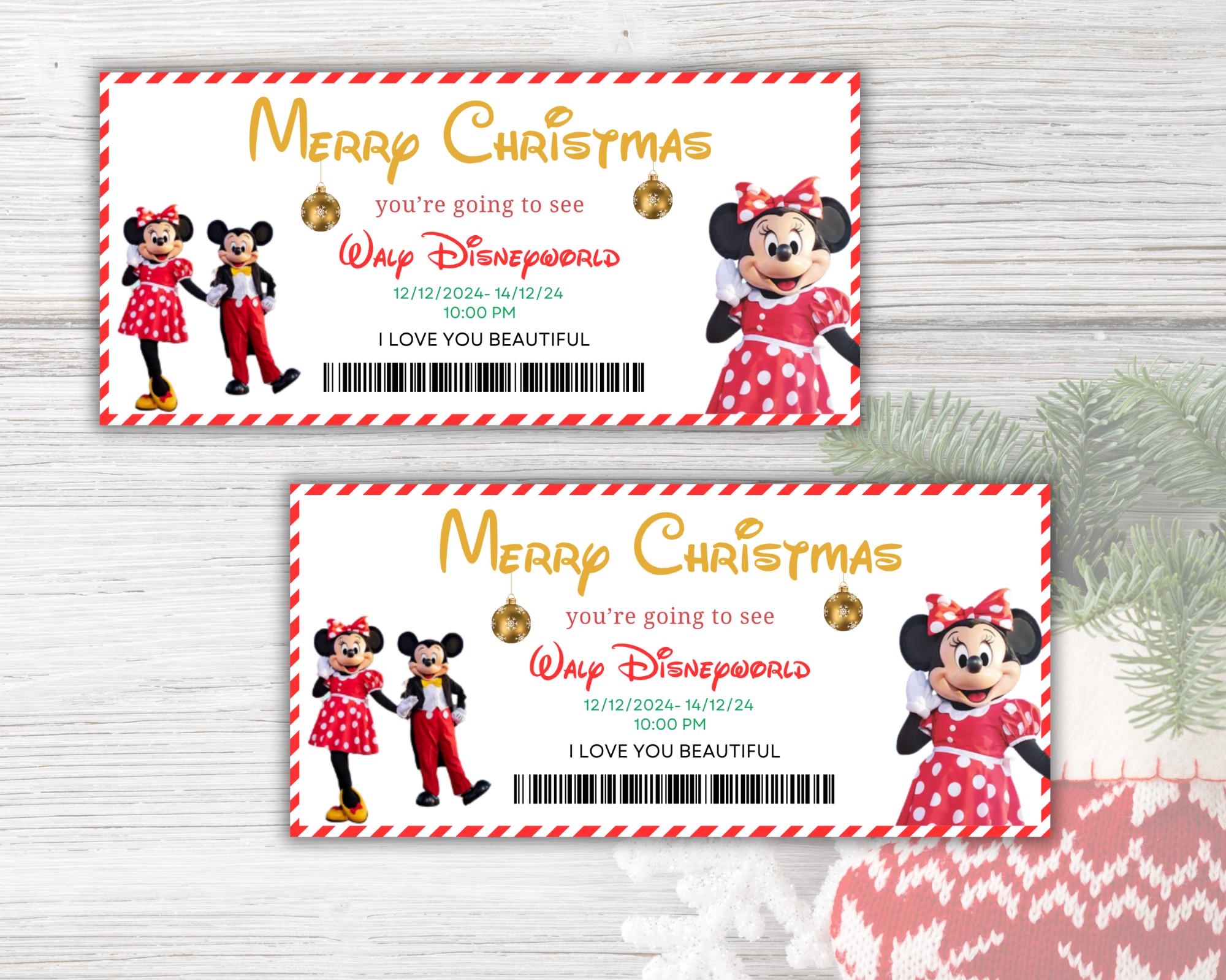 Printable Christmas Disneyland Ticket Template: Surprise Reveal Gift ...