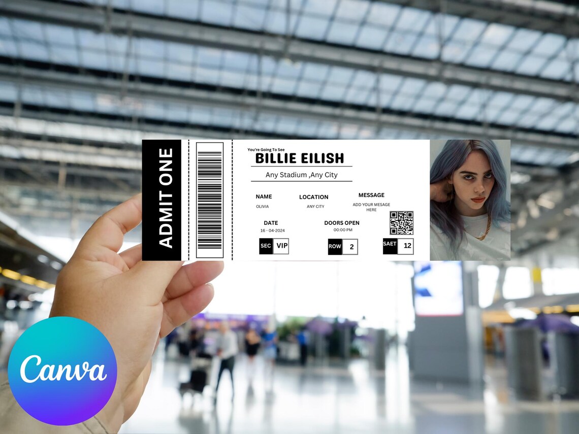 Personalized Billie Eilish Concert Ticket Template (digital Download ...