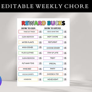 Editable Kids Reward Bucks, Mom Bucks, Chore Bucks, Play Money, Pretend ...
