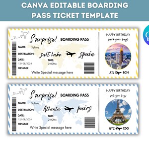 Editable Boarding Pass Template: Personalized Airline Ticket (digital ...