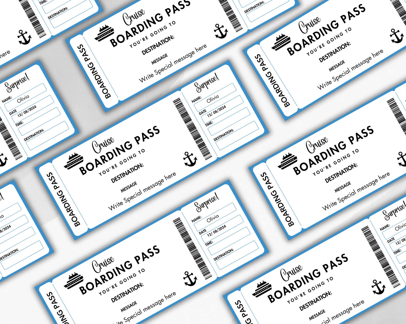 Printable Cruise Boarding Pass Ticket: Surprise Gift (canva Editable ...