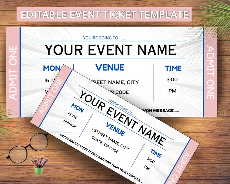 Editable Event Ticket Template Editable Concert Ticket - Etsy