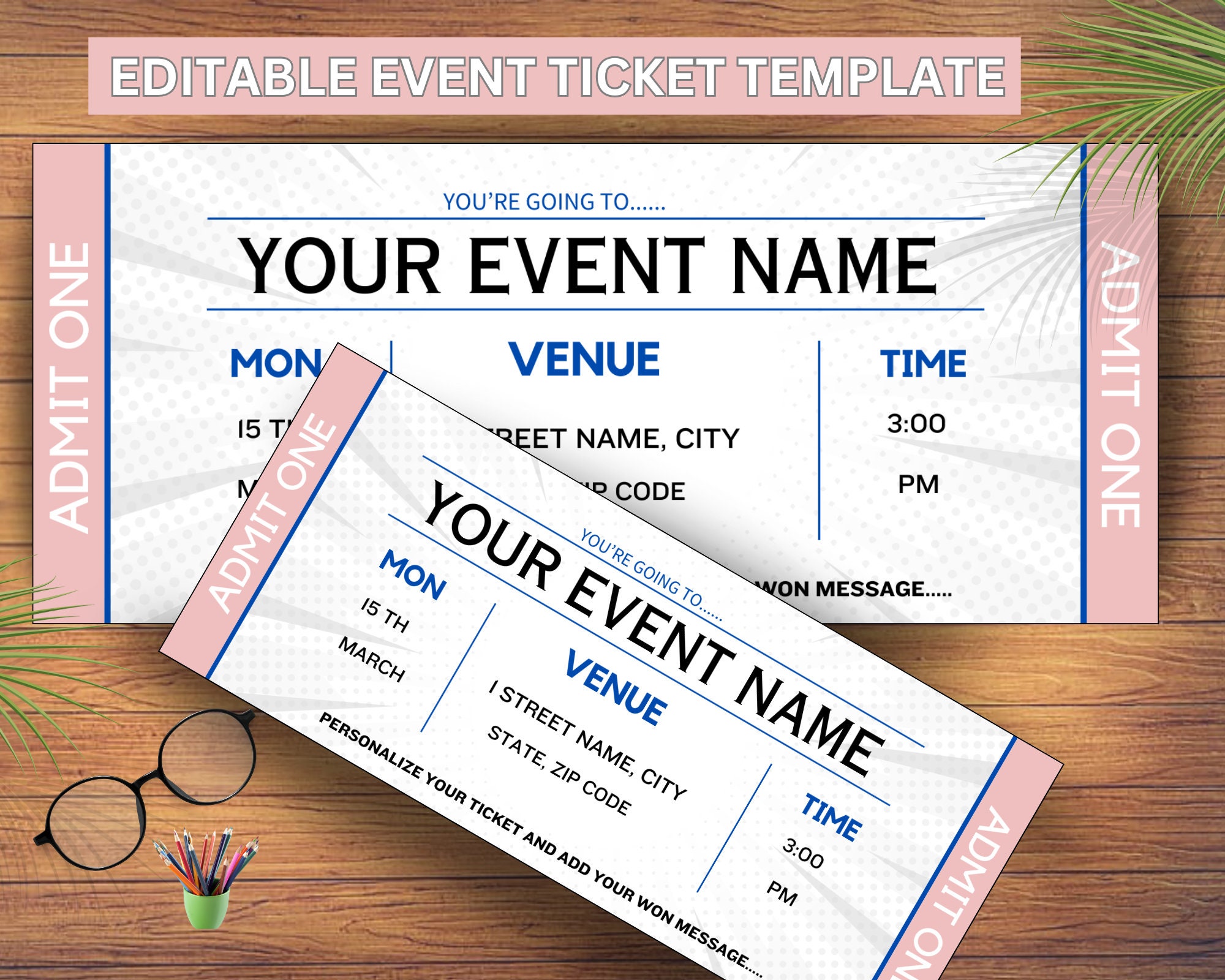 Editable Event Ticket Template Editable Concert Ticket - Etsy