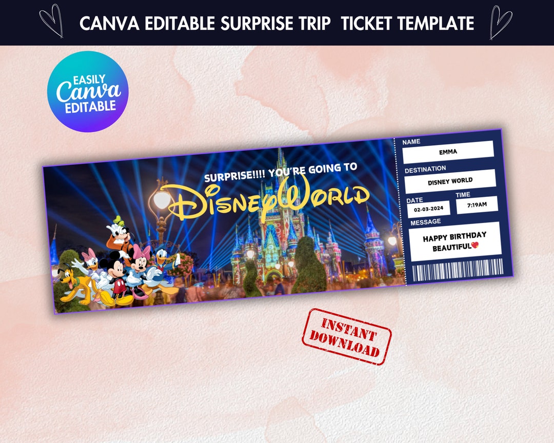 Plantilla imprimible de entrada sorpresa de Disneyland, Entrada de ...