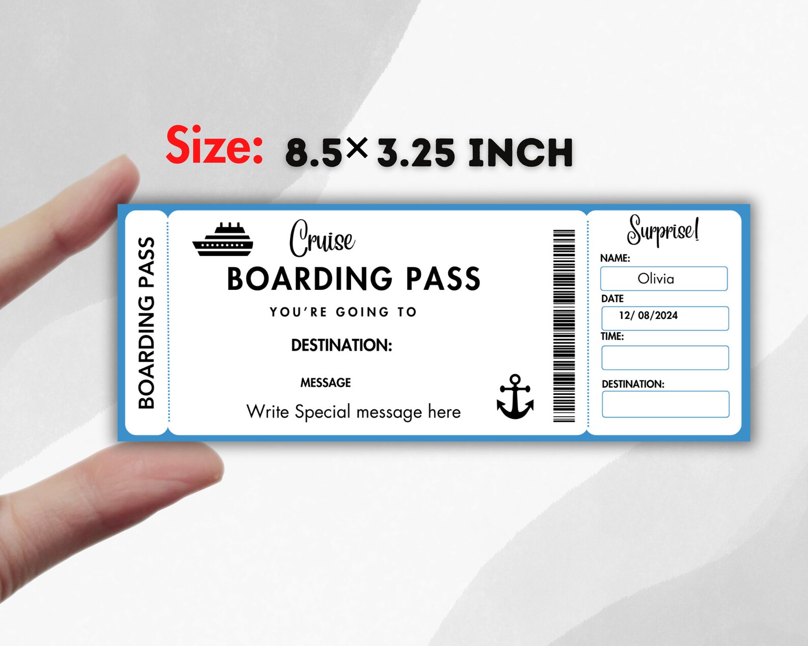 Printable Cruise Boarding Pass Ticket: Surprise Gift (canva Editable ...